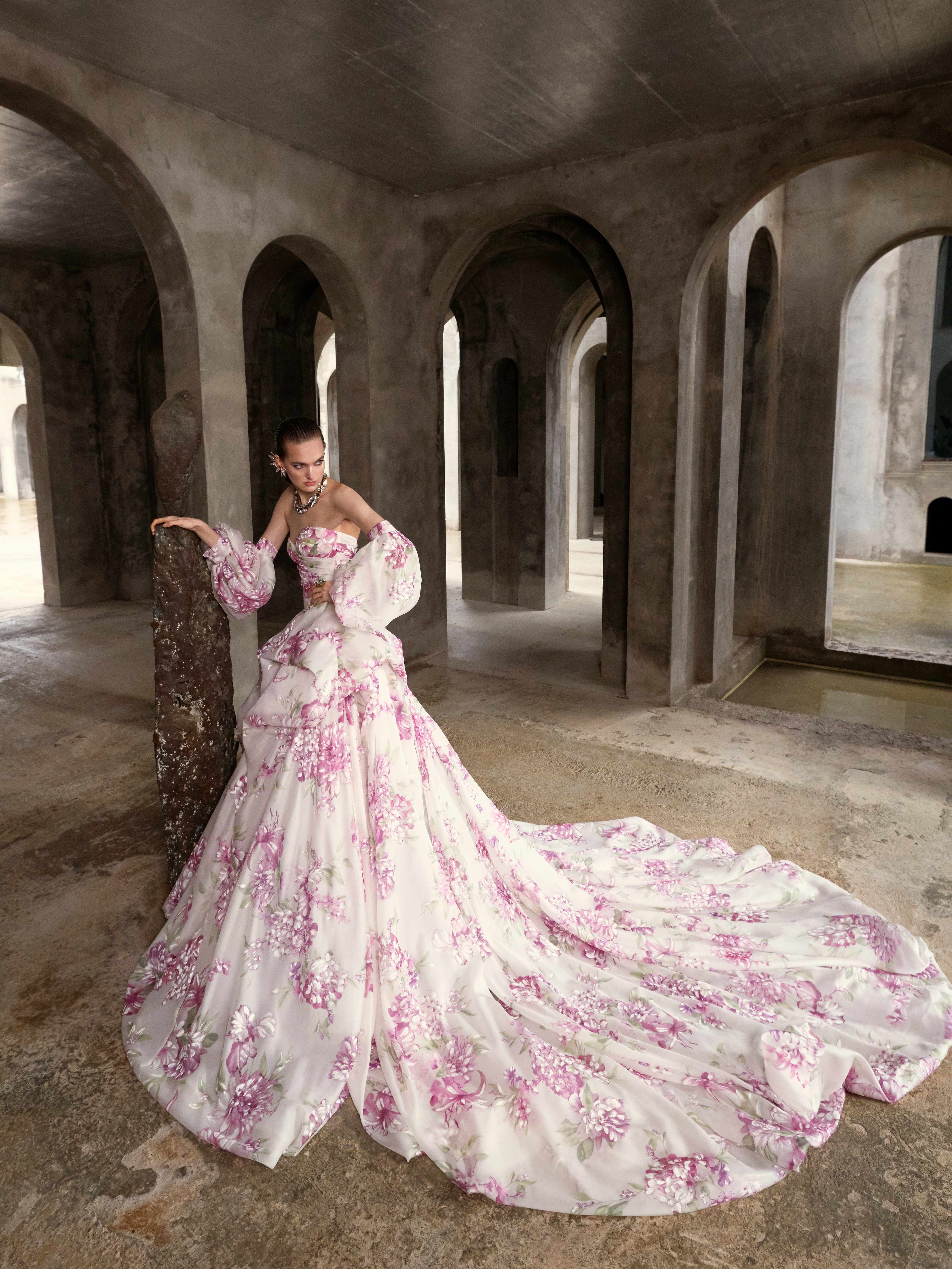 Fiori | Printed Floral Corset Wedding Dress