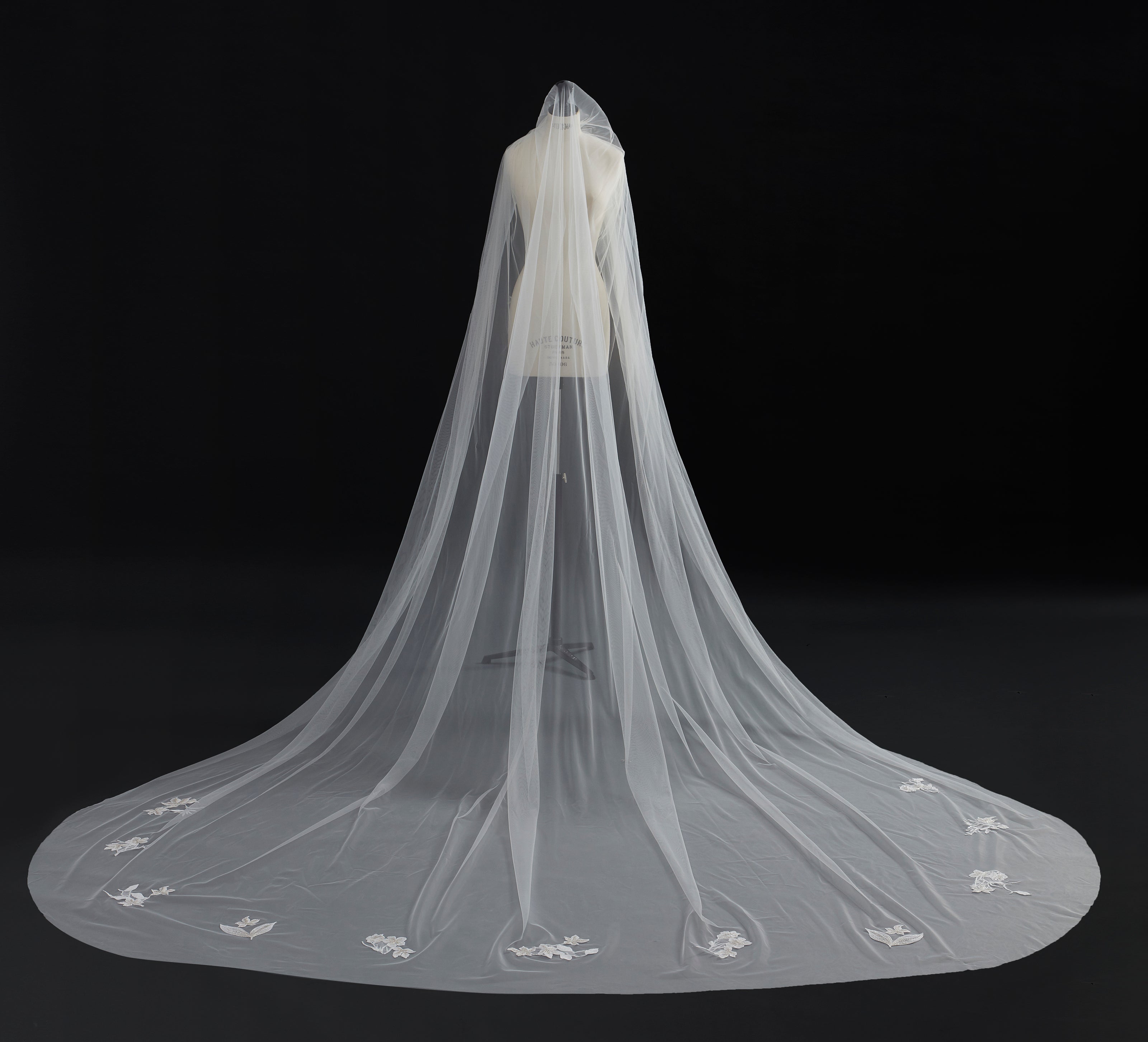 G-302 | Ivory Tulle Appliqués Veil