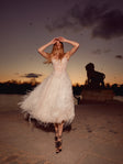 Letitia | Midi Length Feathered Princess Wedding Dress