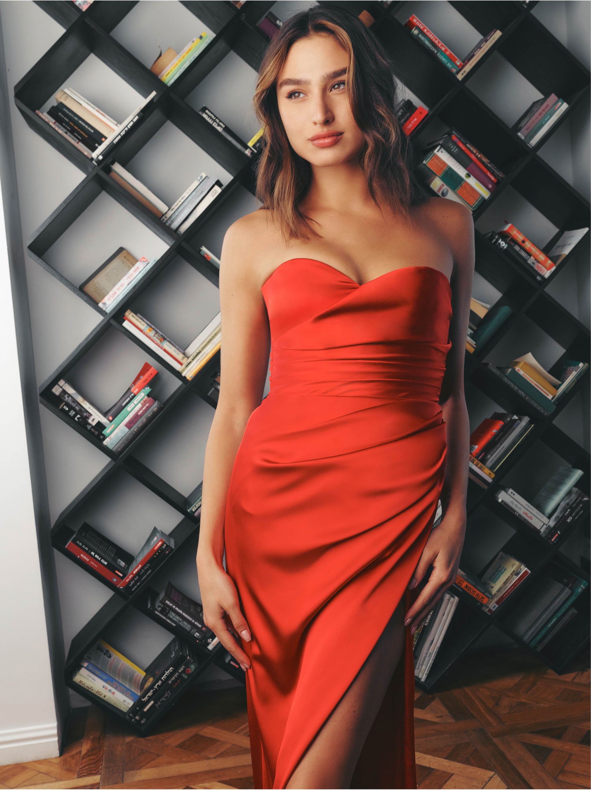 Hannah Red | Strapless Corset Red Reception Dress