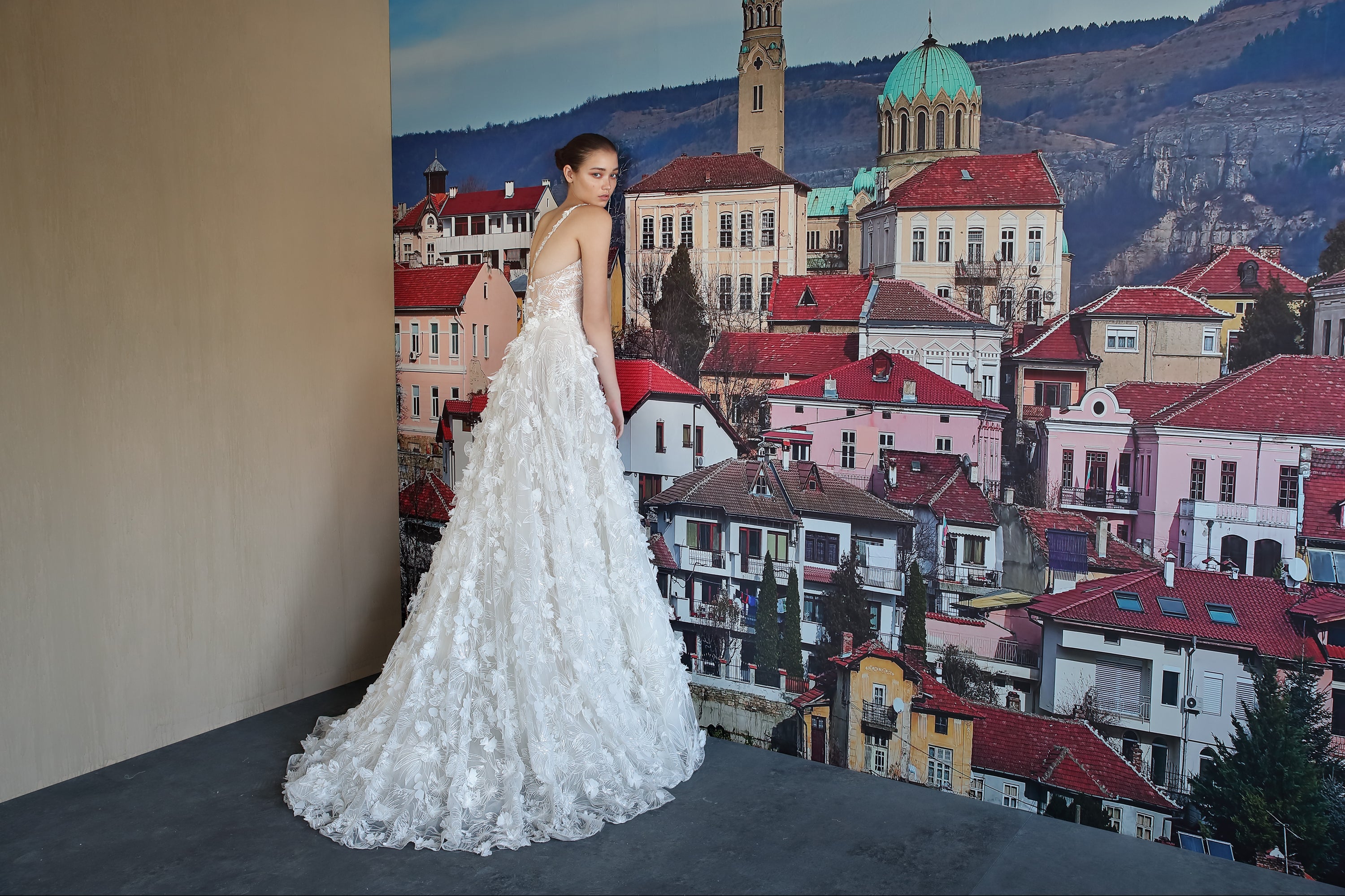 Fabiana | Sheer Spaghetti Strap Embroidered Princess Wedding Dress