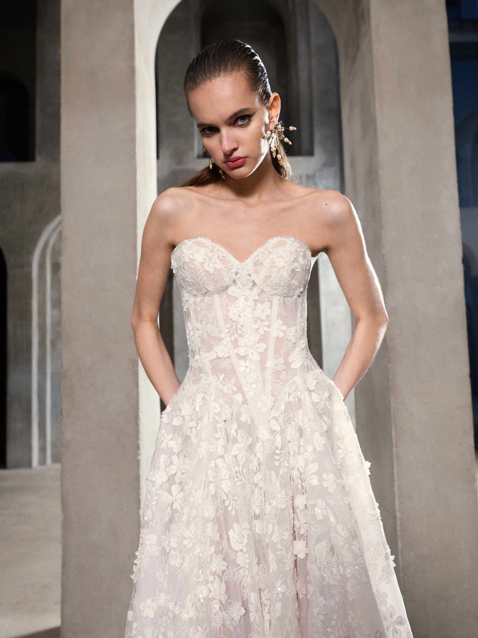 Primavera | Pink 3D Lace Corset Ball Gown