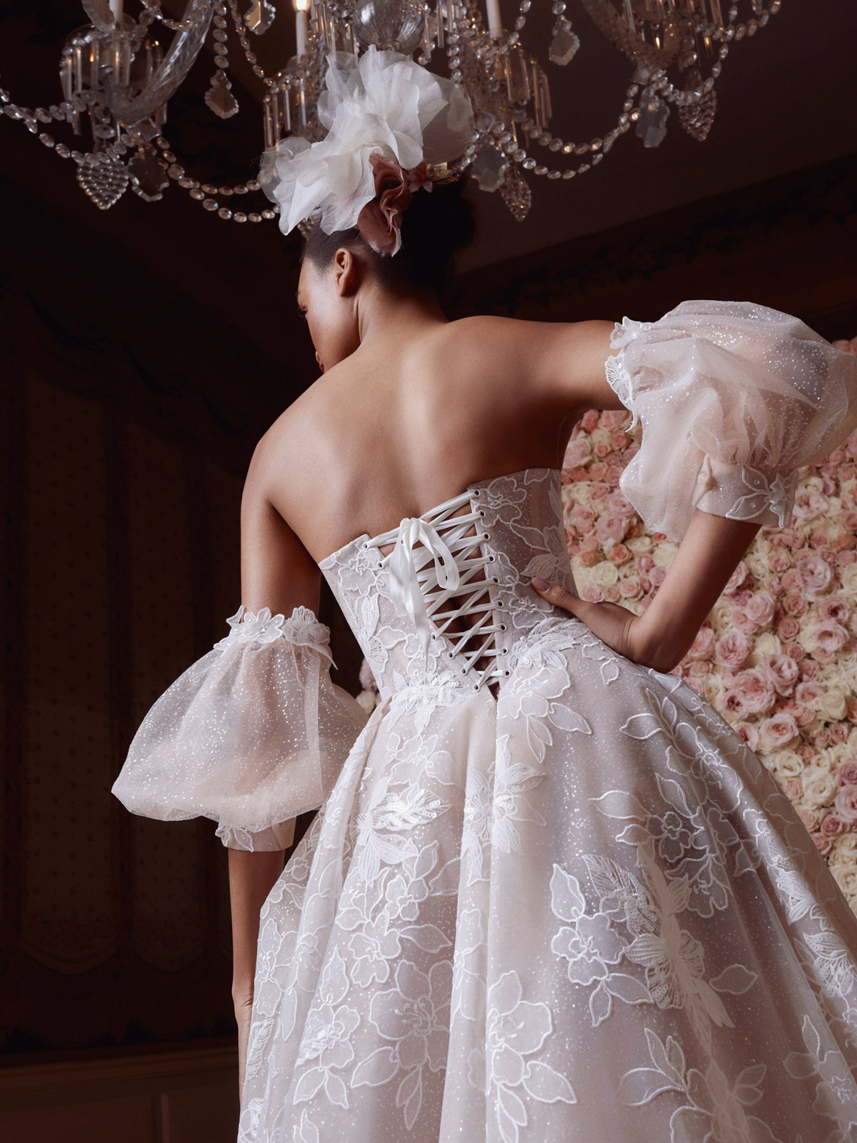 Sun | Romantic Floral Lace A Line Weding Dress