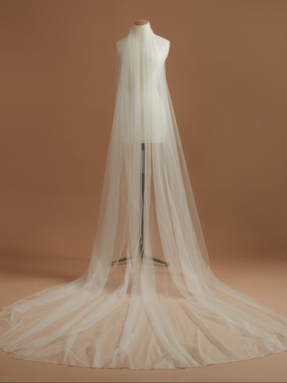 Tammy Veil | Beaded Crystal Trim Cathedral Veil