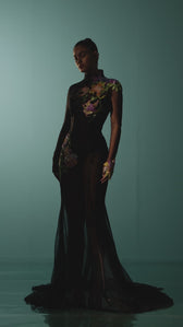 Iris | Multi Colored Sheer Evening Dress